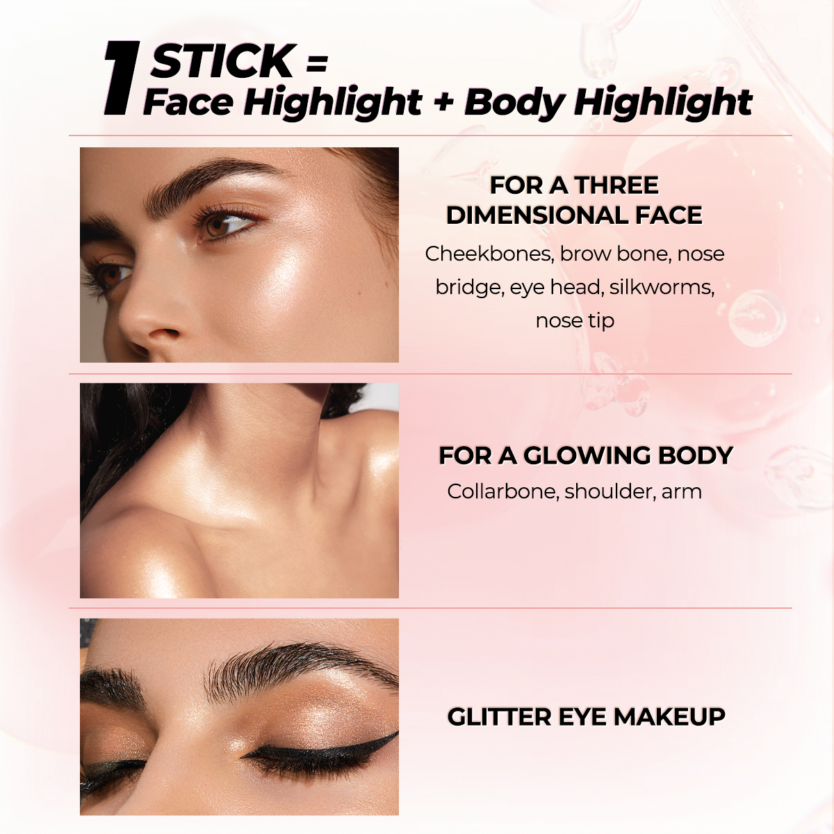SACE LADY Jelly Highlighter Stick Shadow Contour Stick Glowing Brighten ...
