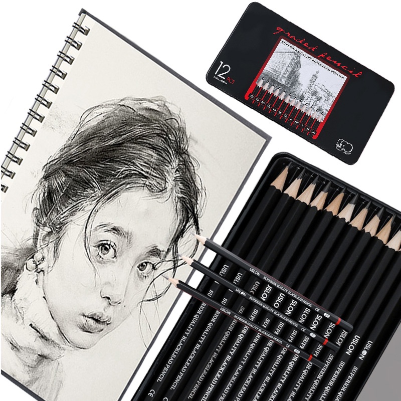 2H-8B Drawing Sketch Graphic Pencil Set 12 pcs/box Professional ...