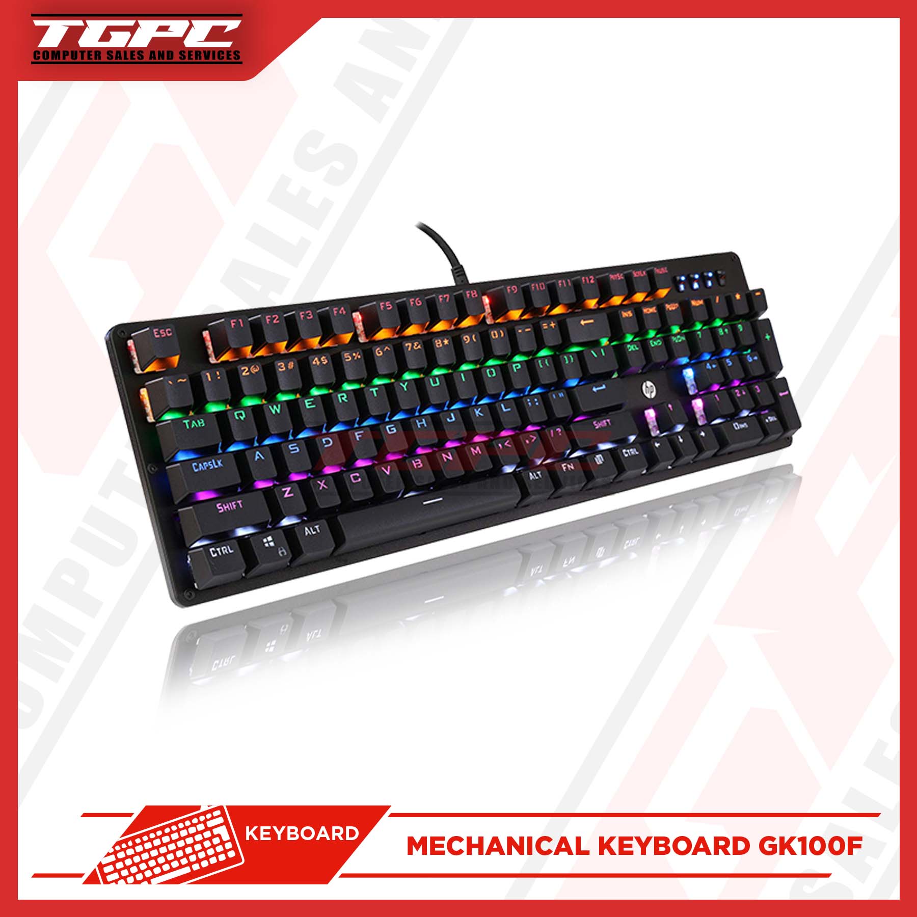 HP GK100F Wired Full Size RGM Backlit Mechanical Gaming Keyboard ...