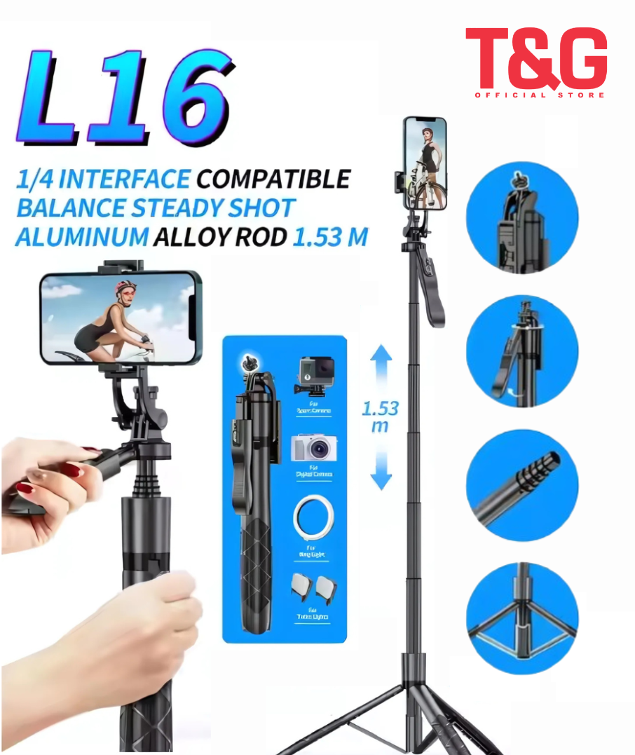 L16 Aluminum Alloy 360 Rotating Hand Held Selfie Stick Stable Balance Tripod with Remote Control ...