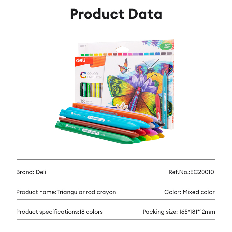 Deli 12/18/24 Colors Plastic Crayons Pencil Art Supplies Colors Pencil ...