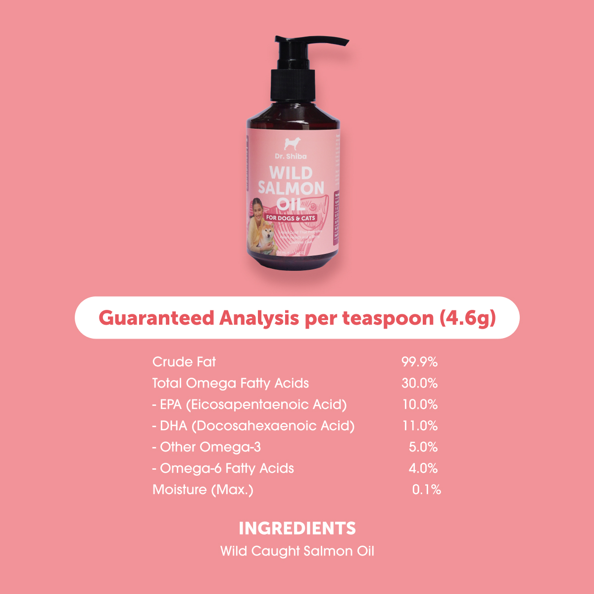 Dr Shiba Healthy 100% Wild Premium Salmon Oil for Dogs & Cats|Rich in ...