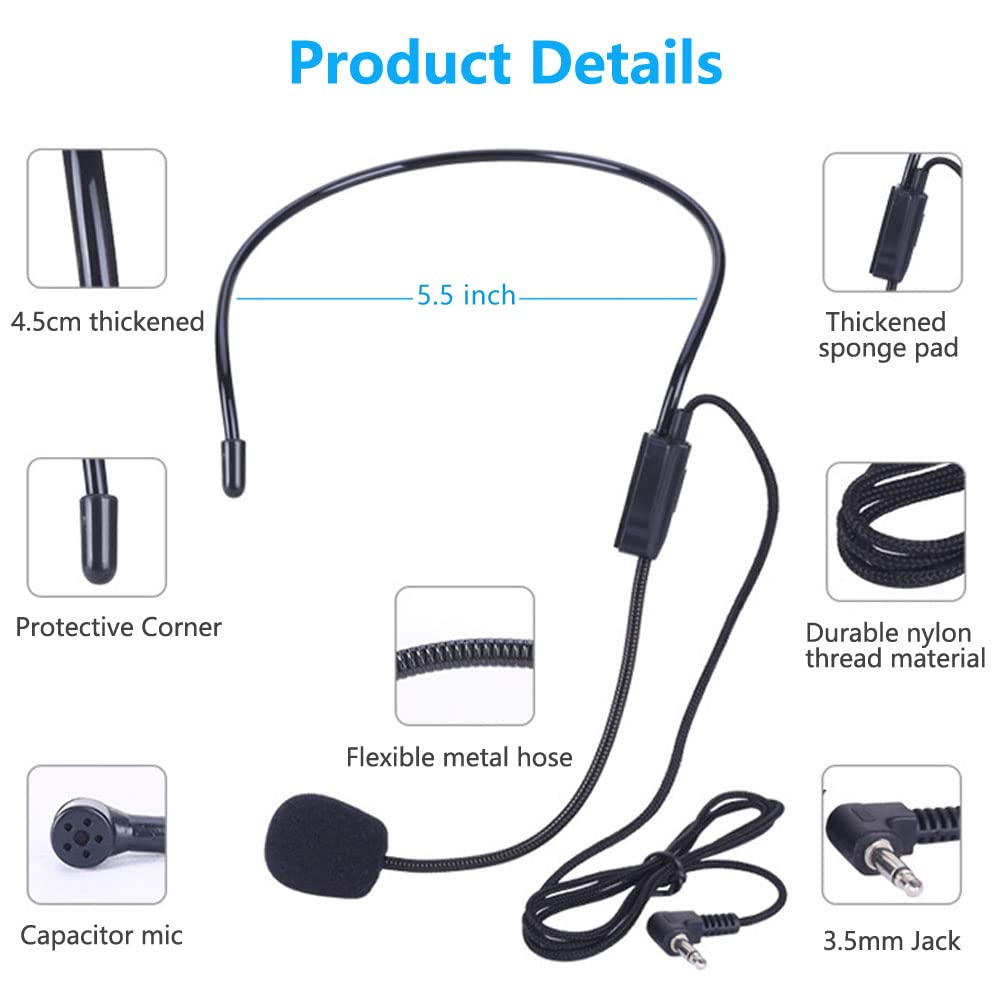 Microphone Headset Ear Hook Mic Noise-Cancelling Standard 3.5mm ...