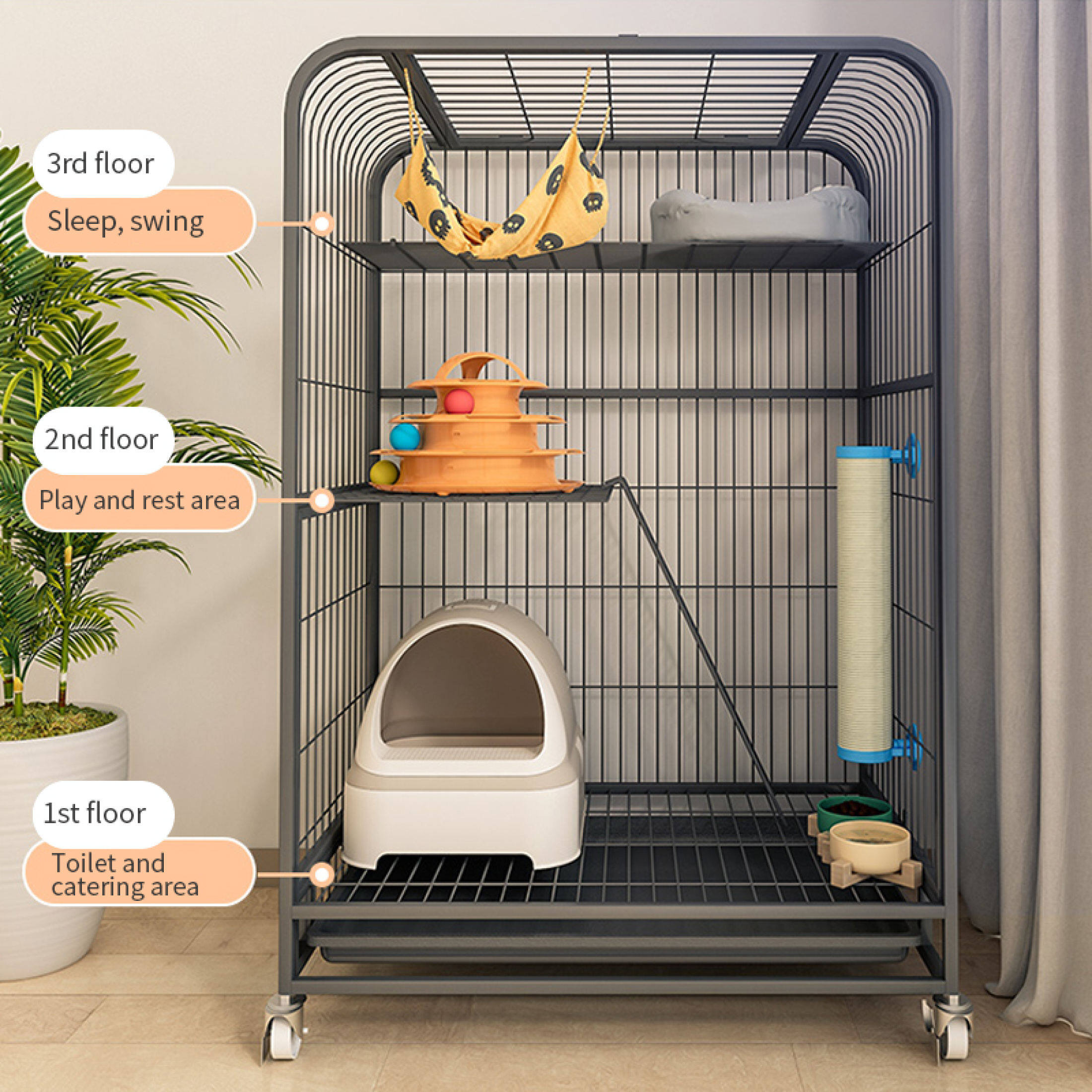 Cat Cage Heavy Duty Large Space Indoor Cat House Cage for Cat | Shopee ...