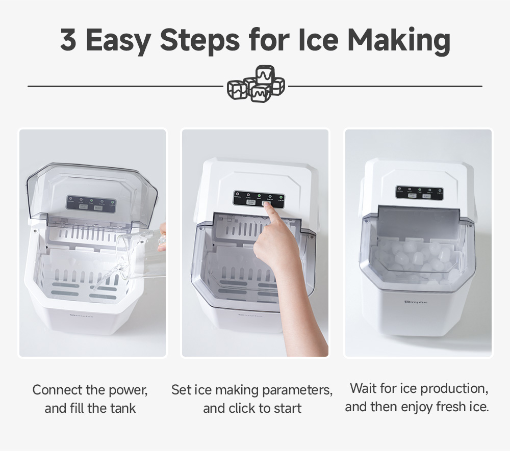 Simplus Automatic Ice Maker Machine Intelligent Ice Cube Maker 12kg/24H ...