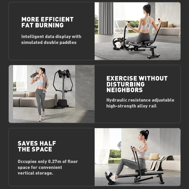 Rowing Machine Home Fitness Training Equipment Hydraulic Folding Double ...