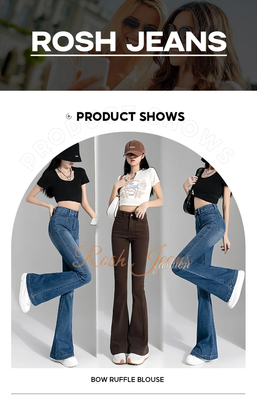 Rosh_Jeans Flare pants for women Korean Retro ladies Fit&Flare pants ...