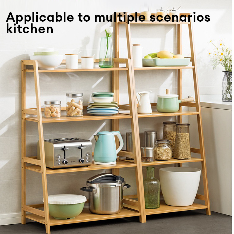 Bamboo trapezoidal shelf Shelves Bookshelves Floor Standing Household ...