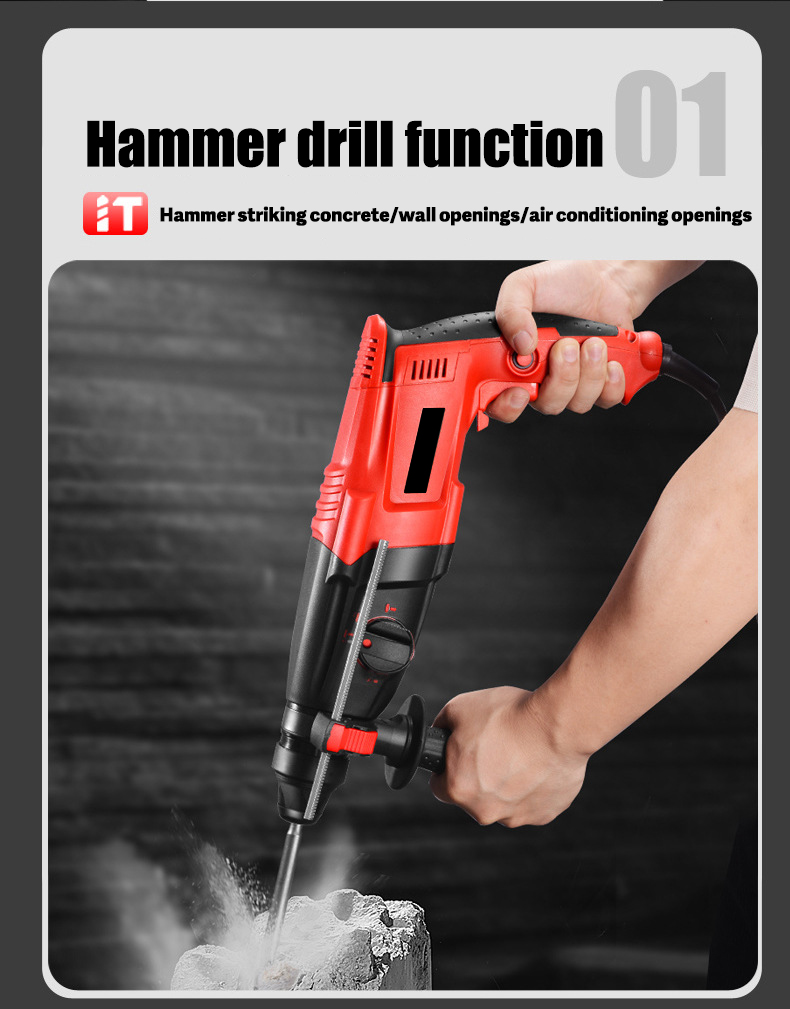 1800W Demolition Hammer/Chipping Gun Electric Drill 3 In 1 Portable ...