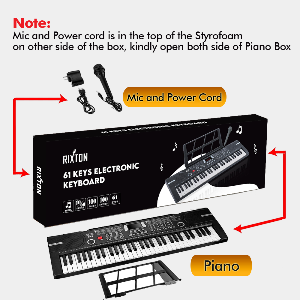 RIXTON 61-Keys Digital Electric Piano Keyboard Portable Electronic ...