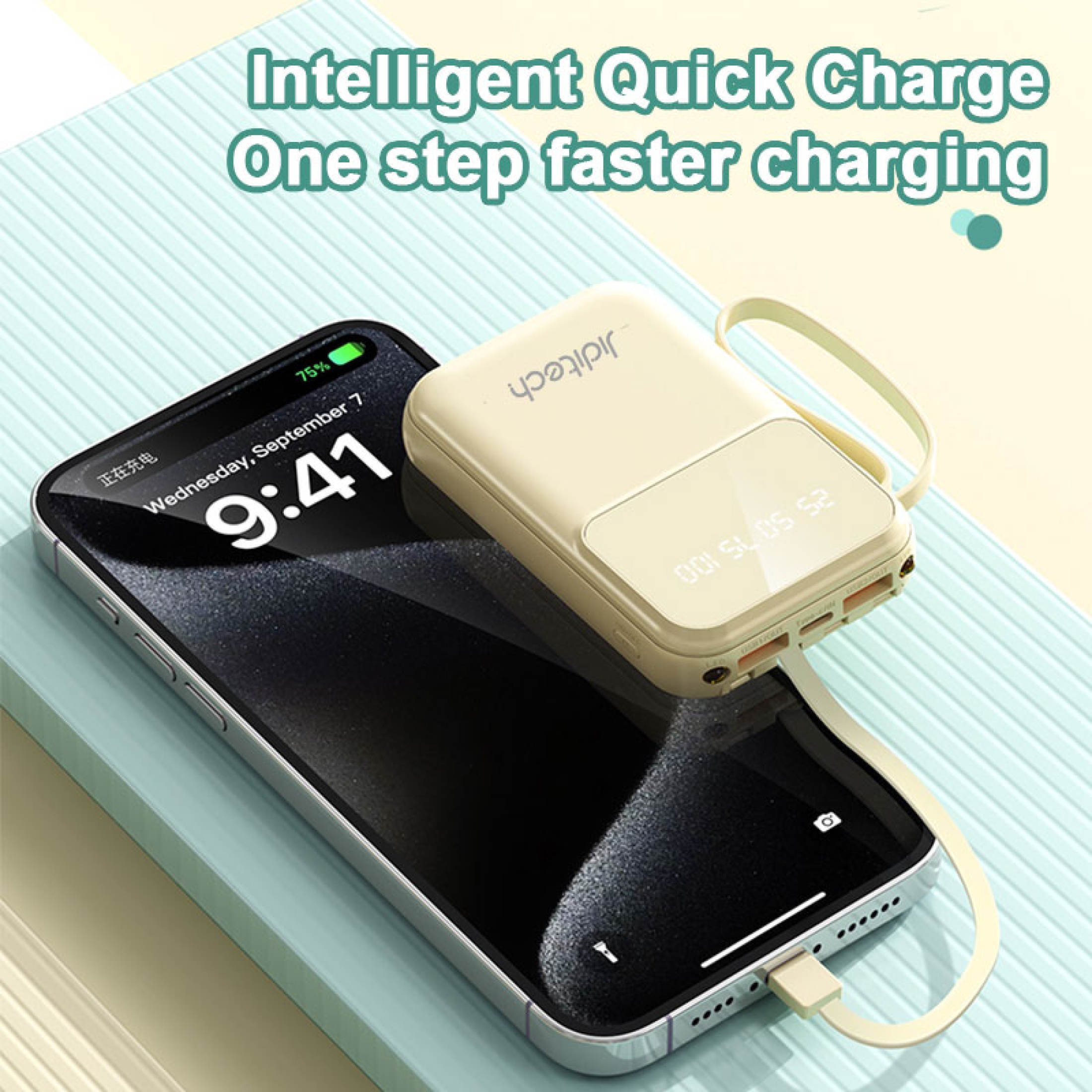 Power Bank 10000mah Portable Fast Charging Built in 4 Cables Torch ...