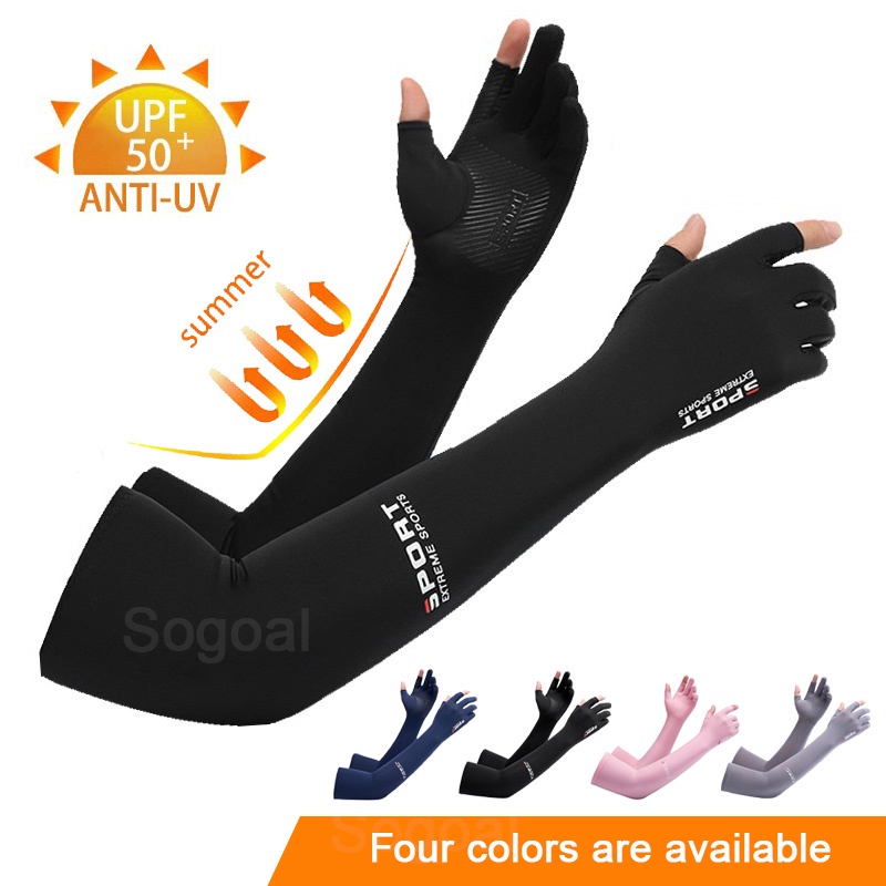 Ice Silk Arm Sleeves Gloves Cycling -Sweatproof Half Finger Cover Arm ...