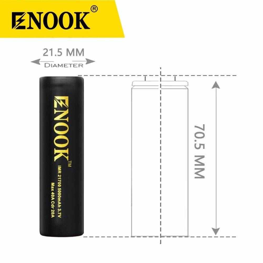ENOOK Original Rechargeable Battery 21700 26650 5000mAh 3.7V Li-ion ...