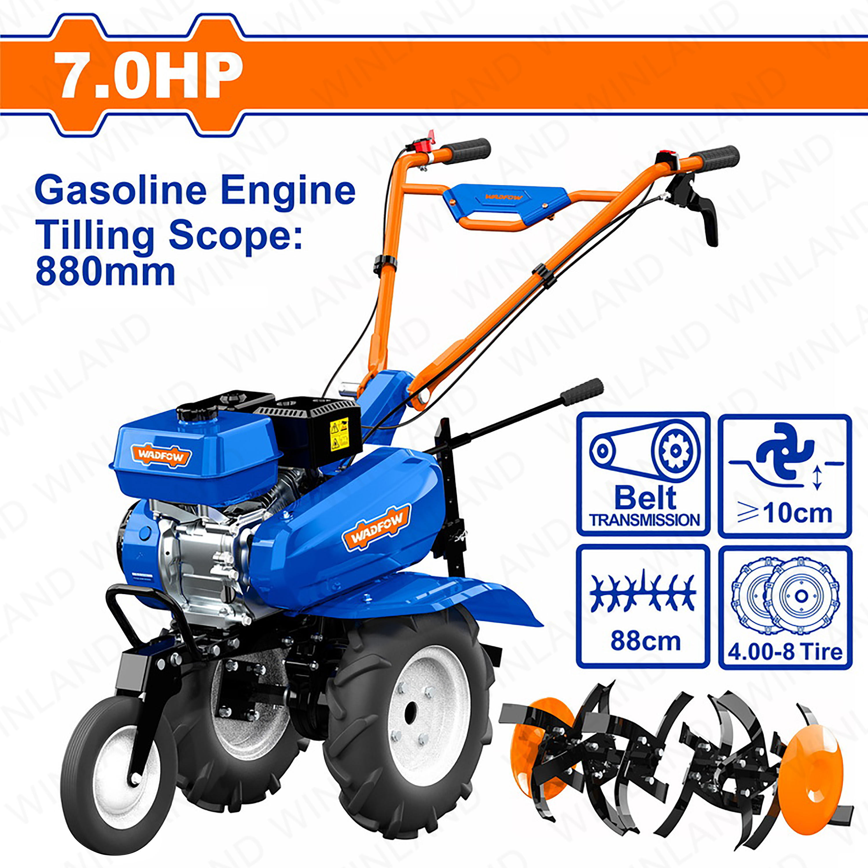 Wadfow by Winland 170F(7.0HP) Gasoline Engine Agricultural 3-Wheel Tiller Cultivator WTL2A75 WAD ...