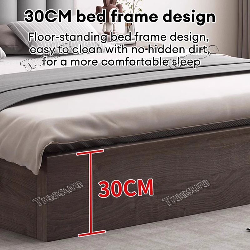 47/59/71 Inch Bed Frame With Soft Mattress Headboard Solid Wood Bed ...