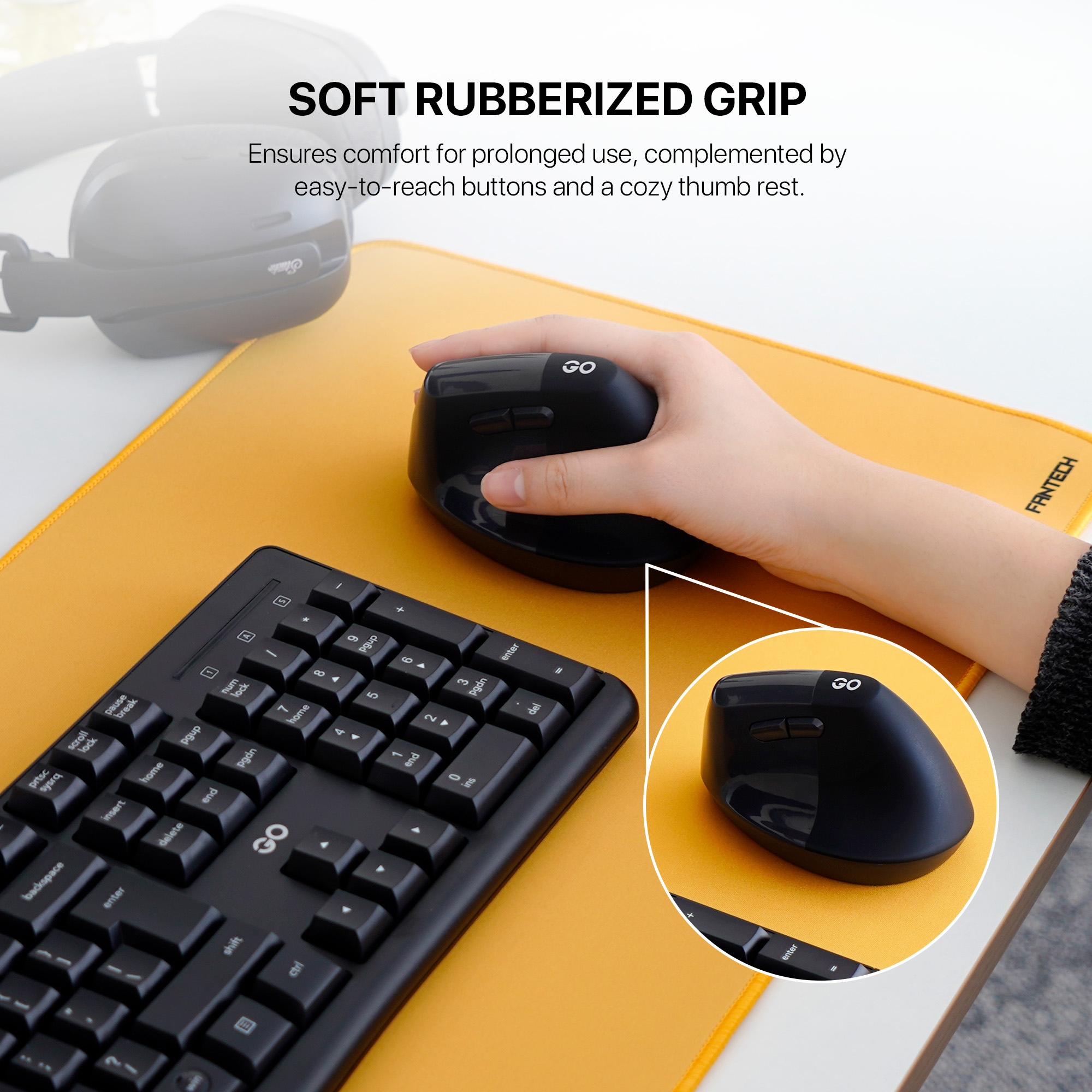 Fantech W195R GO Comfy Mouse Vertical Ergonomic Design Wireless ...
