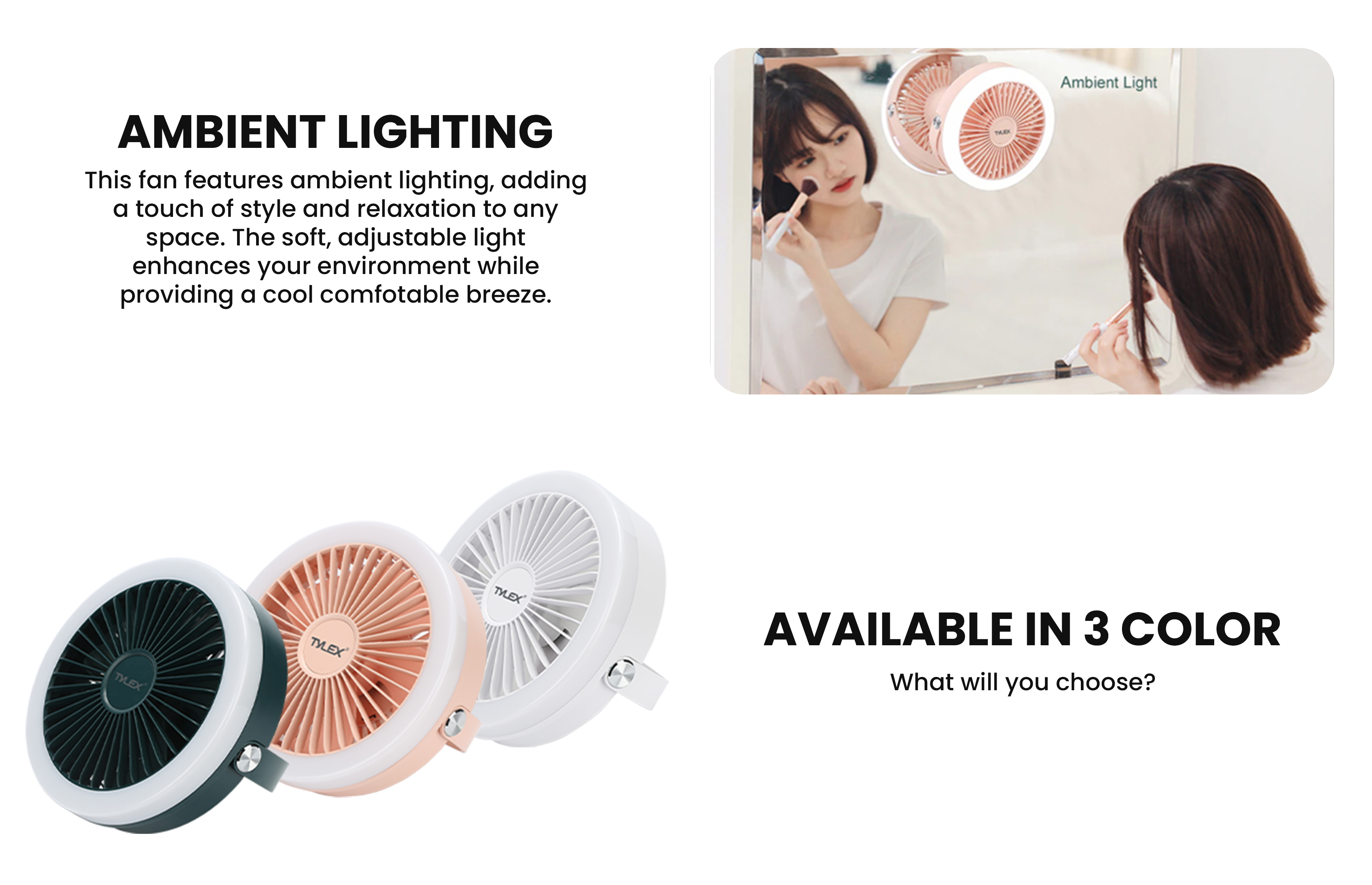 Tylex XM45 Portable Fan Multifunctional Mini Low Noise Wall-Mounted ...