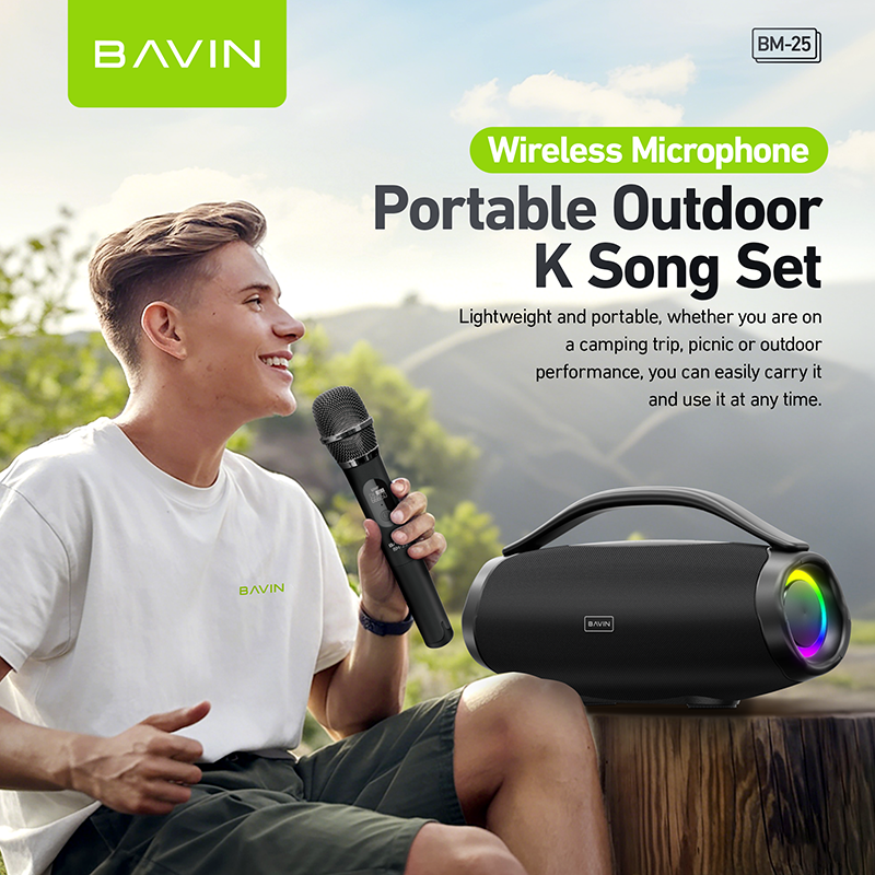 BAVIN BM25 Outdoor Wireless Bluetooth Speaker Splashproof w/ RGB ...