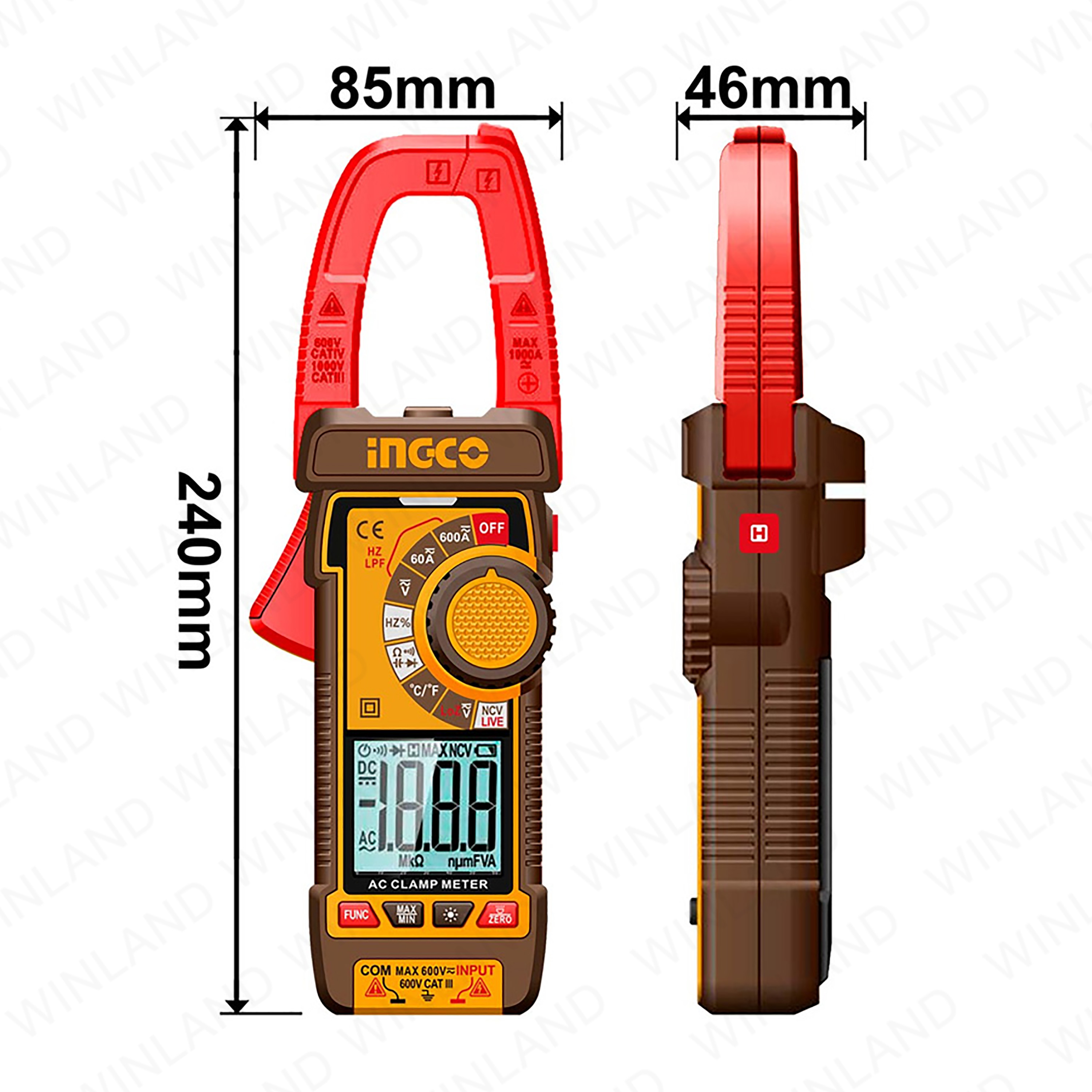 Ingco by Winland TRUR RMS 6000 counts DC/AC Digital Clamp Meter ...