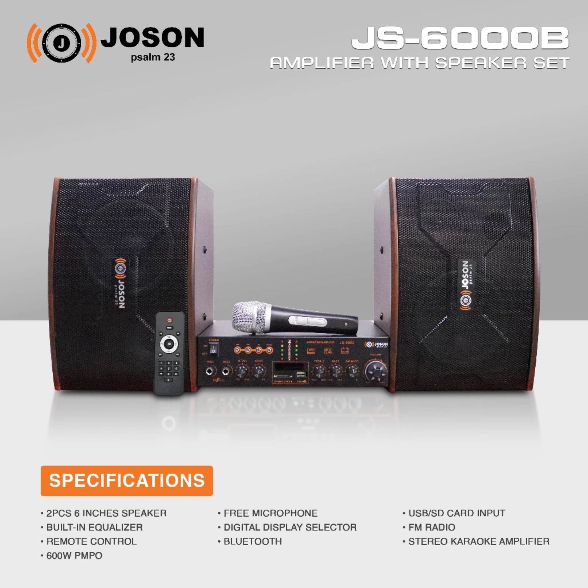 Joson JS-6000 Amplifier with Speaker Set (1 Paired 6 Inches Speaker, 1 ...