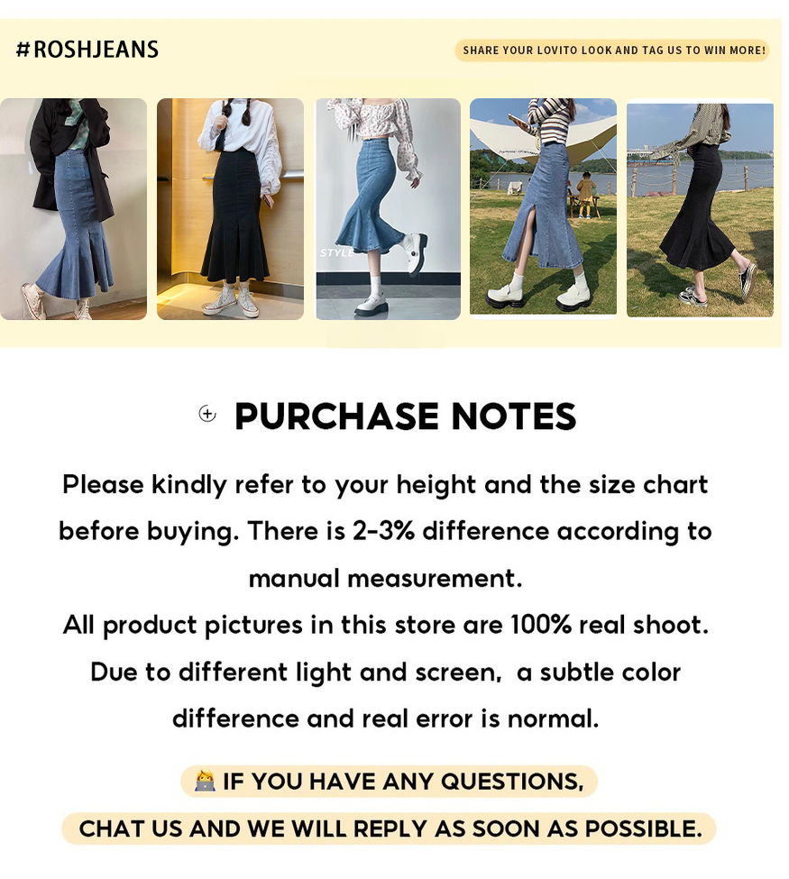 Rosh_Jeans Mermaid skirt denim Skirt for woman ladies Denim long Skirt High Waist Slim Elastic ...