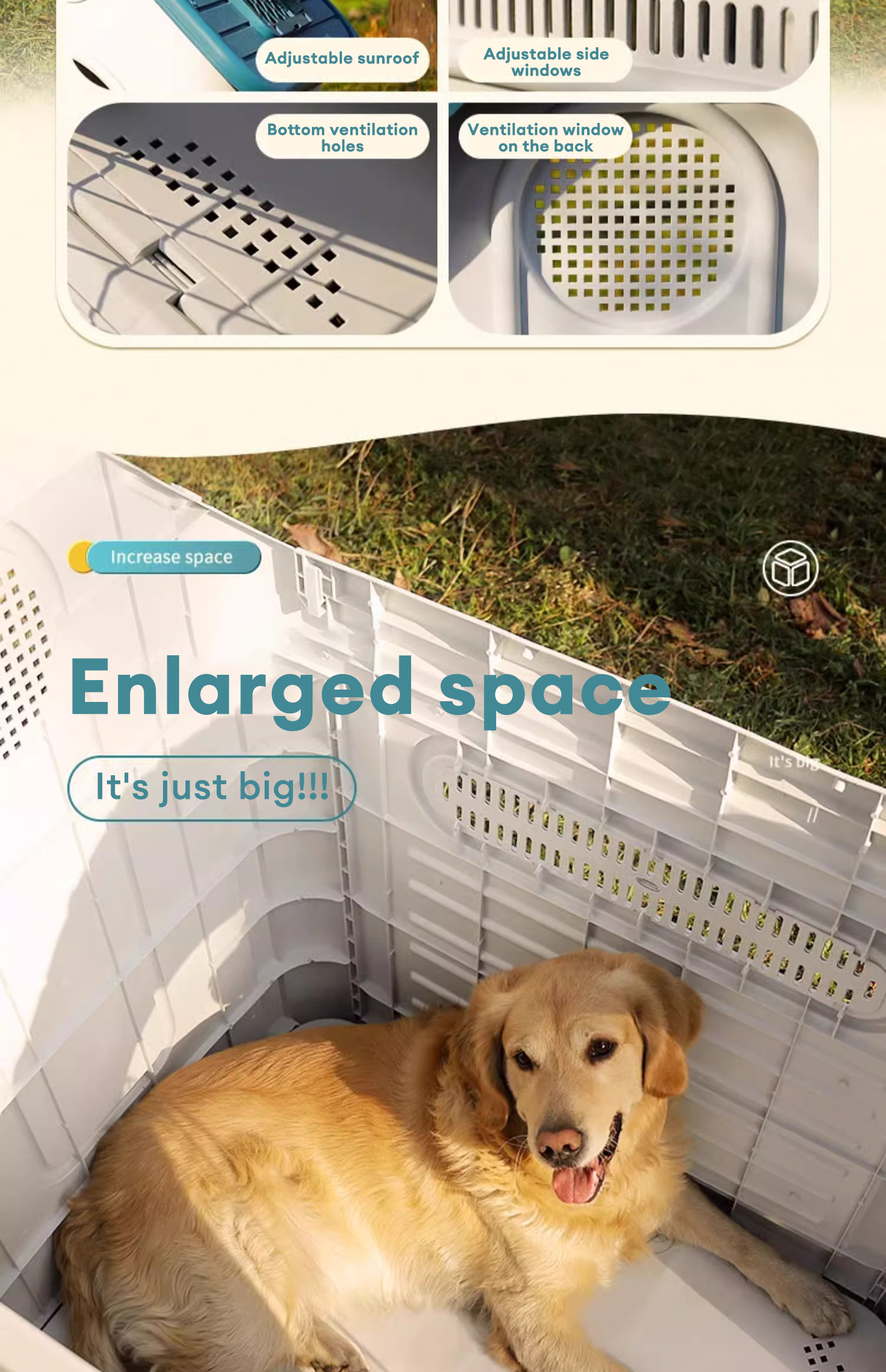 Dog House Outdoor Large Space Waterproofing Sun Protection Ventilation ...