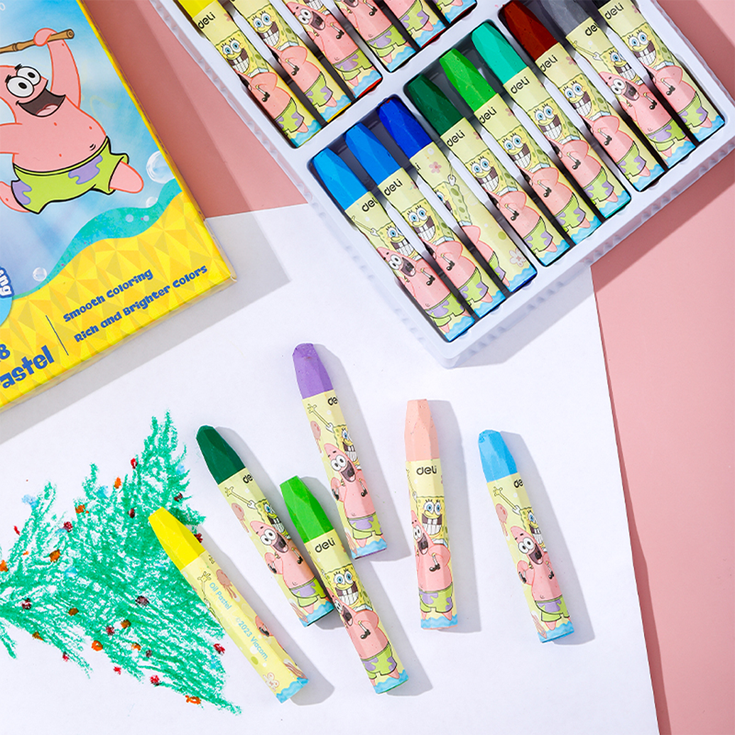 Deli C218-12 Spongebob Oil Pastel 12 Colors | Shopee Philippines