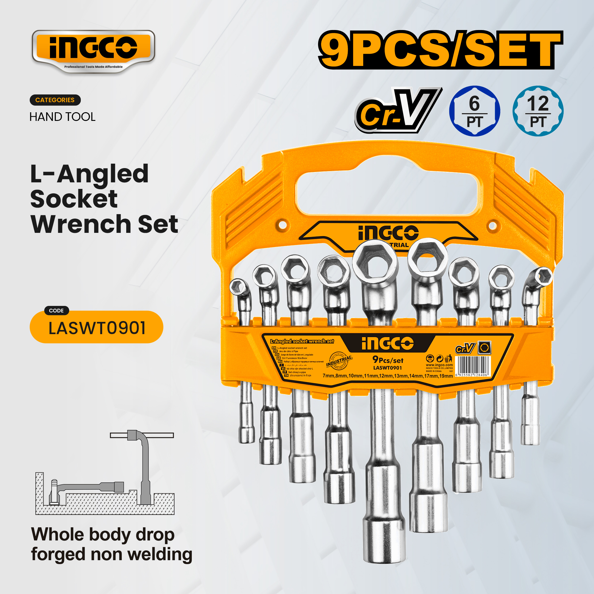 Ingco 9pcs L-Angled Hex Socket Wrench Set CR-V LASWT0901 IHT | Shopee Philippines