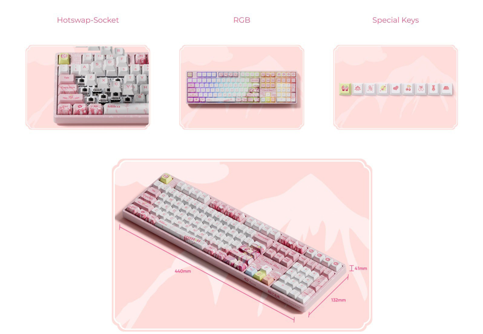 Akko Sakura Miku 5108B Plus Multi-Mode RGB Hot-Swappable Mech. Keyboard ...