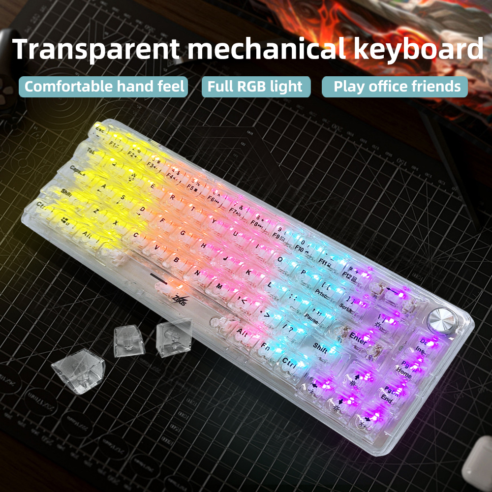 Zeus 60% Wired Transparent Mechanical Keyboard W/ Transparent Keycaps ...
