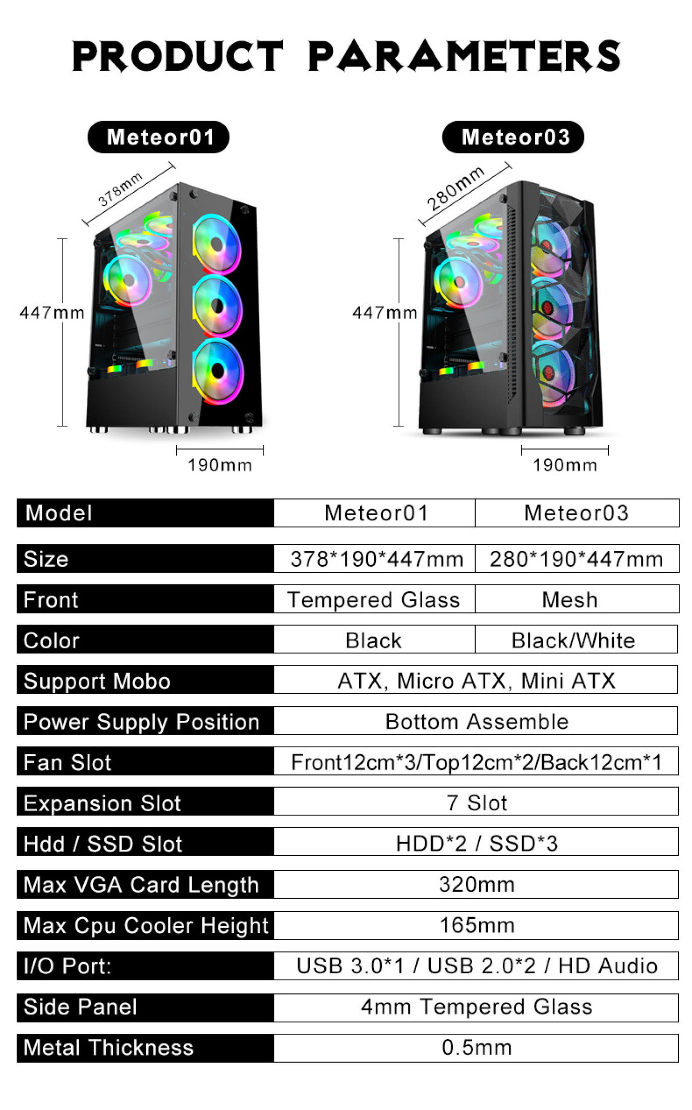 INPLAY Pc Case with Fans Computer Gaming Desktop Matx Table Tempered ...