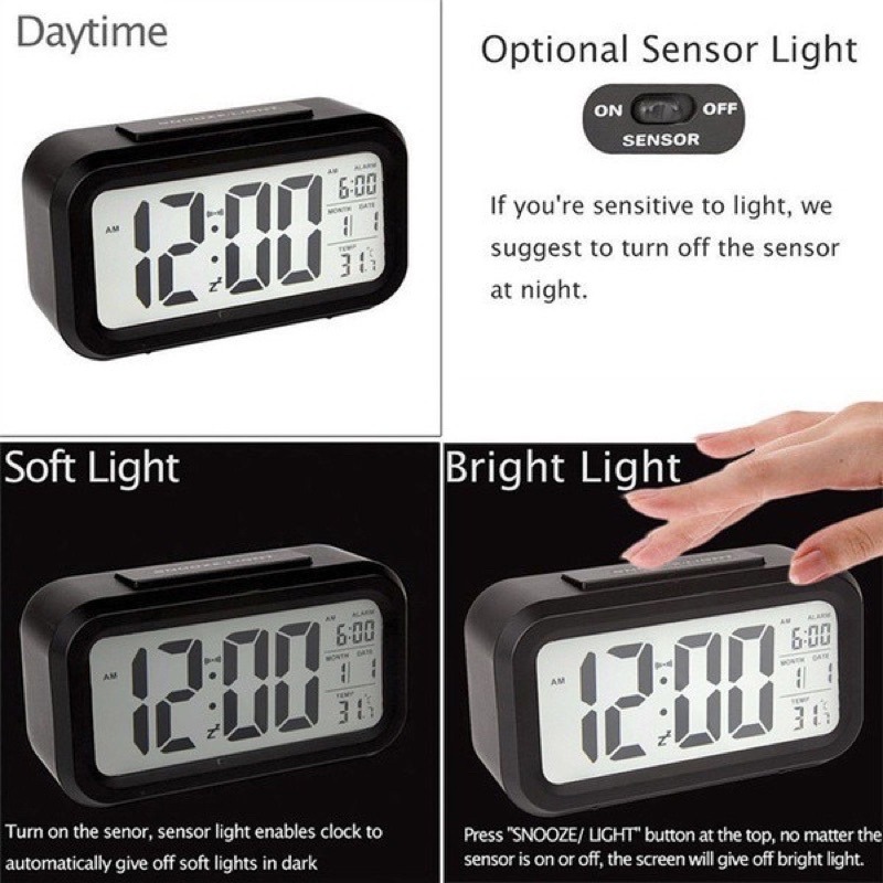 Alarm Clock Digital Backlight LED Display Table Alarm Clock Home Desk ...