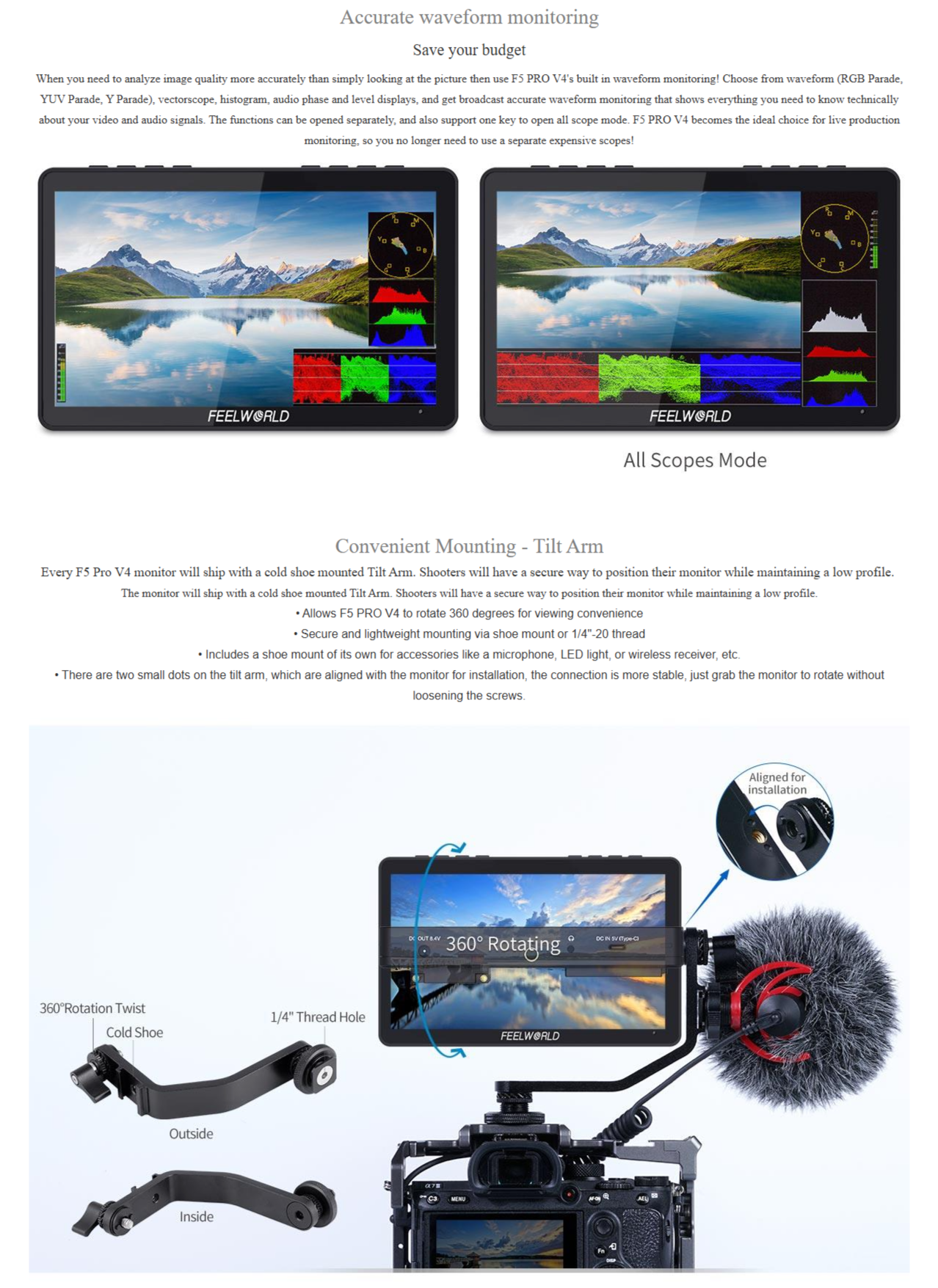 FEELWORLD F5 PRO V4 PROX Camera Field Monitor 3D LUT IPS Touch Screen ...