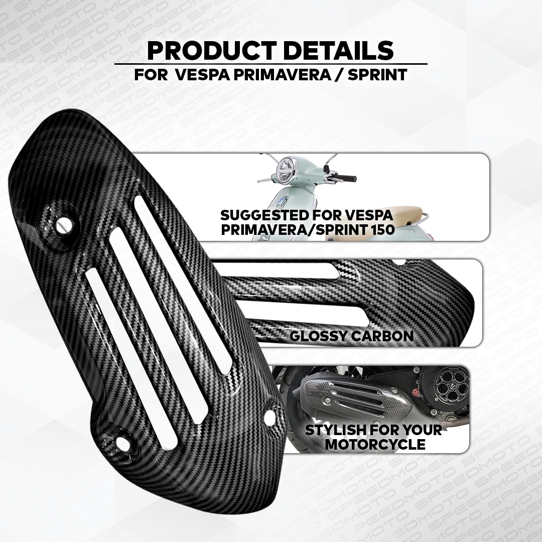 MOKOTO VESPA PRIMAVERA 150CC / SPRINT 150 MUFFLER COVER CARBON / STEEL ...