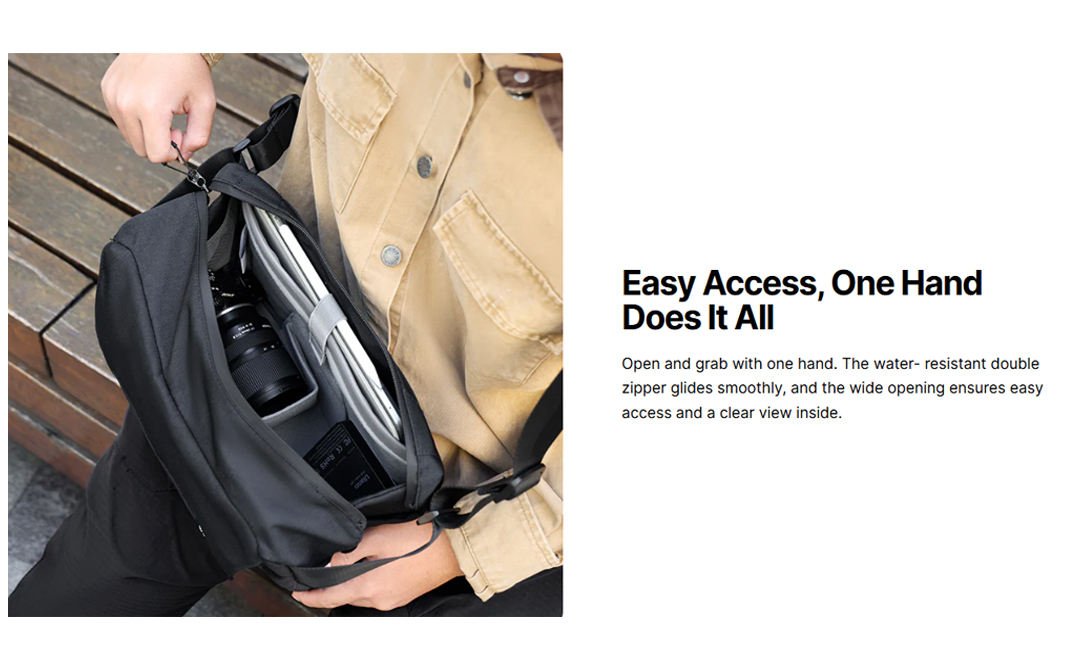 Ulanzi BP11 9L Crossbody Camera Sling Bag Polyester Fabric, 11-inch Tablet Compartment ...