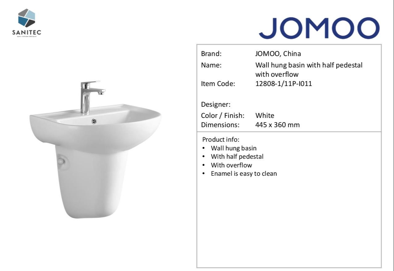 JOMOO Wall Hung Basin with Half Pedestal by Sanitec | Shopee Philippines