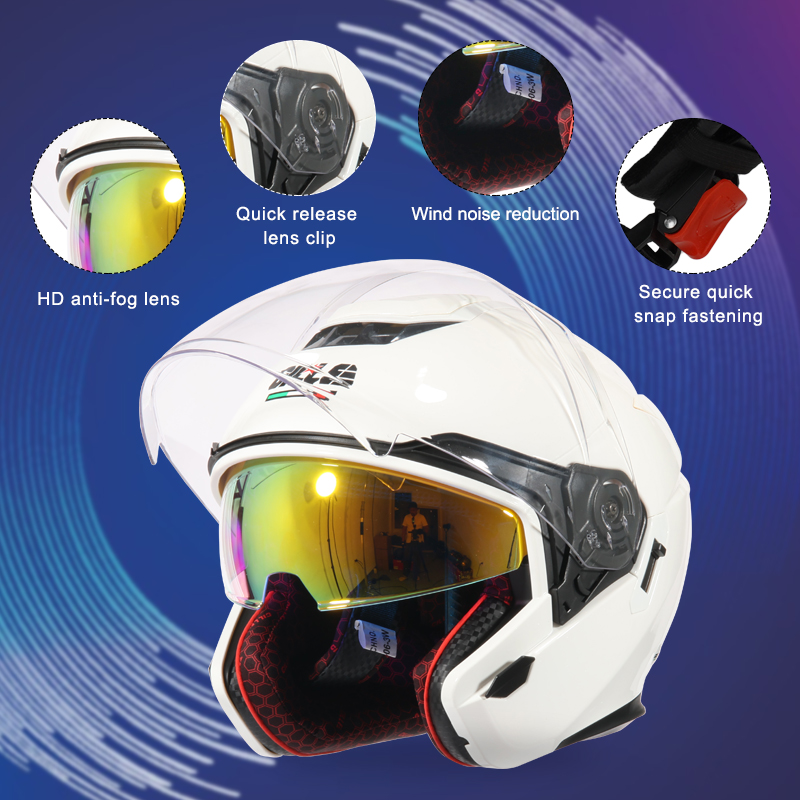 GILLE FF005 Visage Half Face Helmet Gold Iridium Inner Visor Motorcycle ...