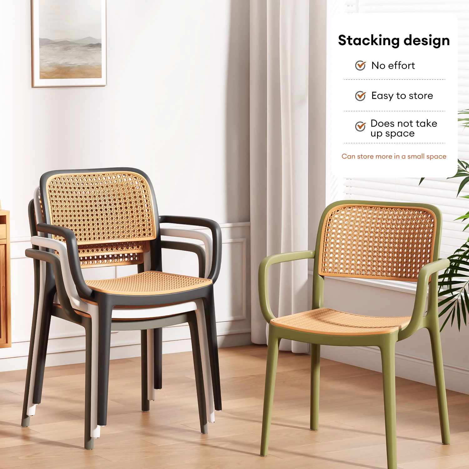 Rattan Chairs Vine Woven Plastic Chair Dining Chair With Handrail ...