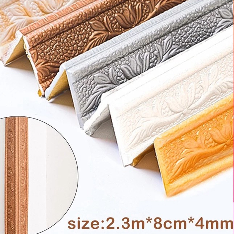 2.3mx8cm 3D Door Frame Edge Strip Waist Line Wallpaper Skirting Home ...