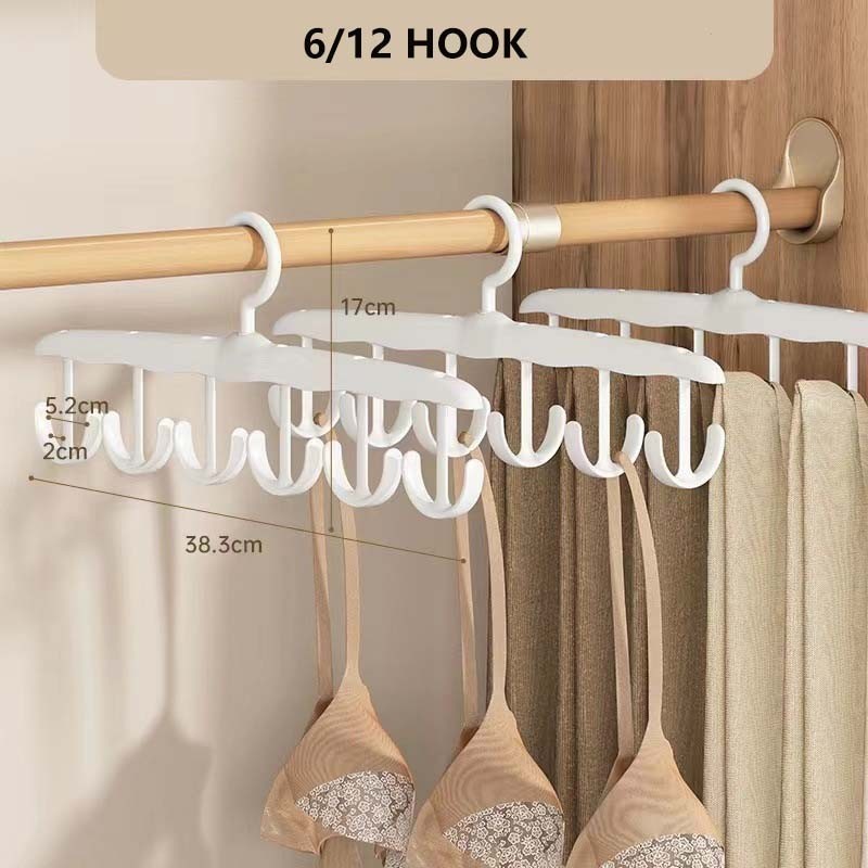6/12 Hooks Multi-Purpose Bra Hangers For family Closet Organizer For ...