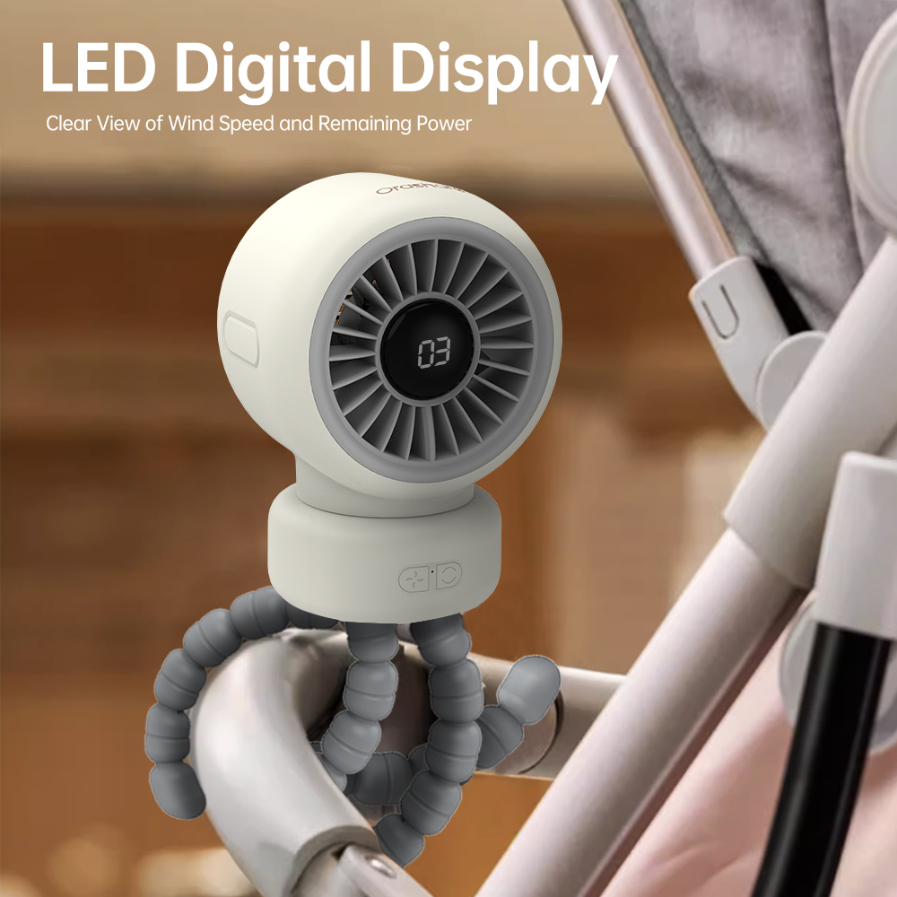 Orashare OCF01 Stroller Fan 4000mAh Rechargeable Mute Turbo Octopus ...