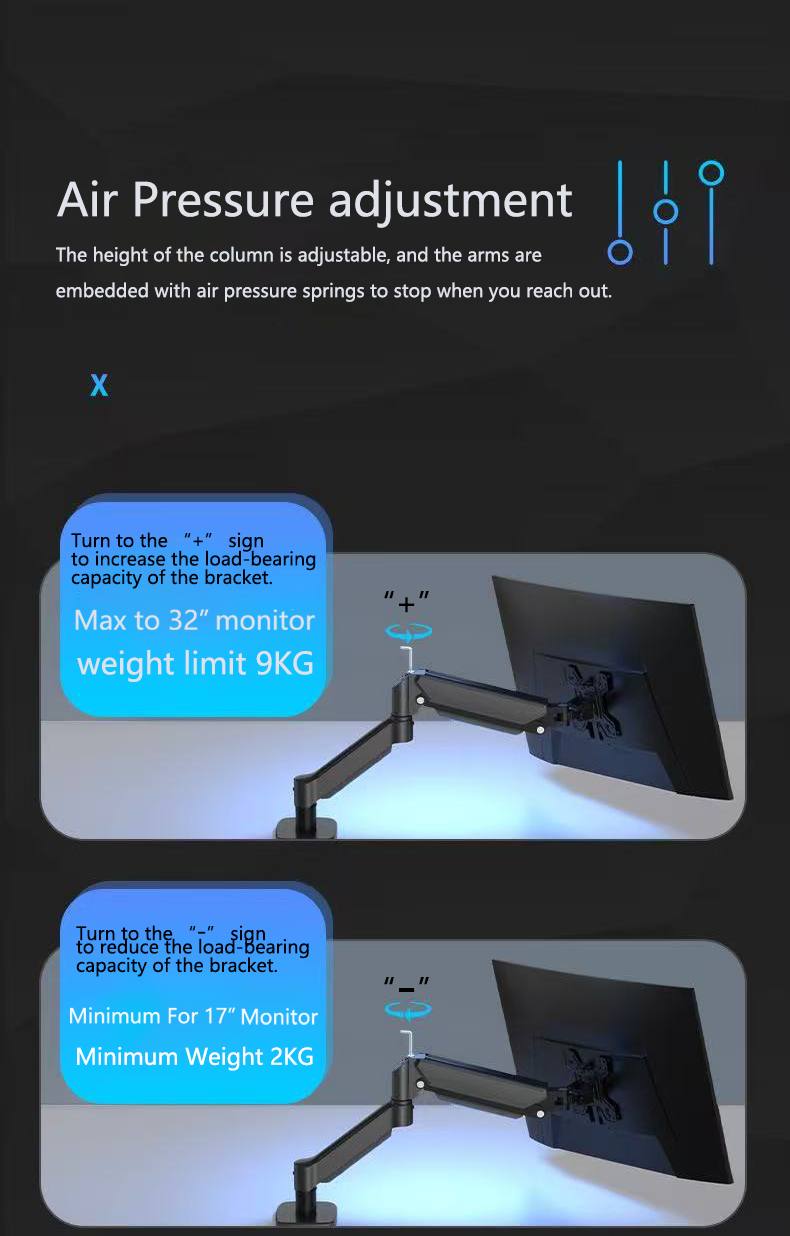 Inplay KMT-1 Single Monitor Stand Mount Arm Gas Spring Adjustable Monitor Bracket For 13-32 ...