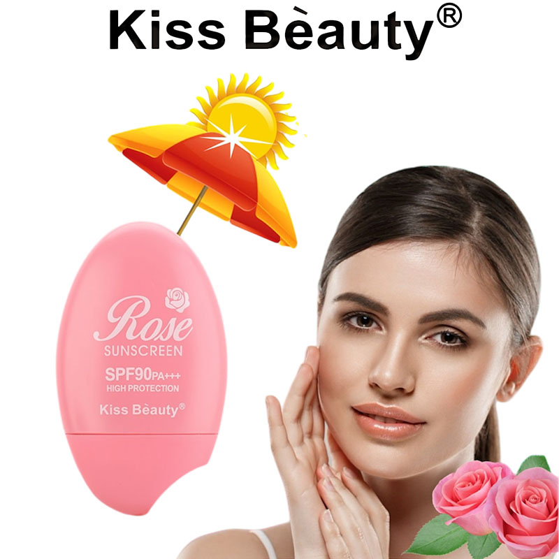 KISS BEAUTY Rose Sunscreen SPF90 PA+++ – Multiple Repair Protection with Whitening Benefits ...