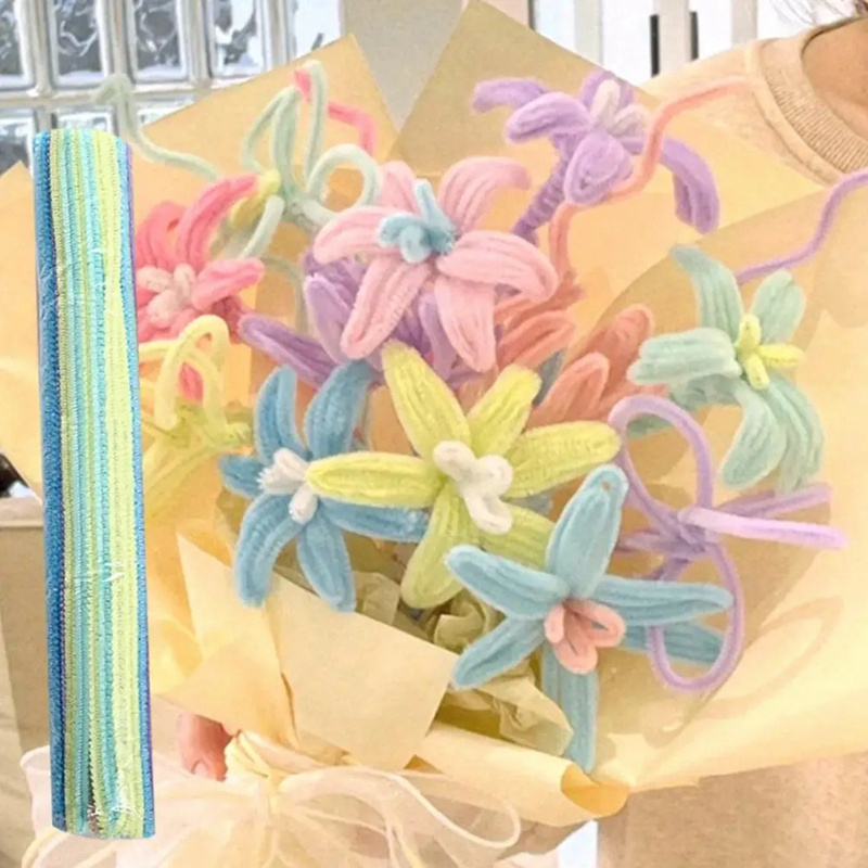 100pcs Fuzzy Wire Plush Colored Twisted Sticks Creative DIY Plush Strip ...