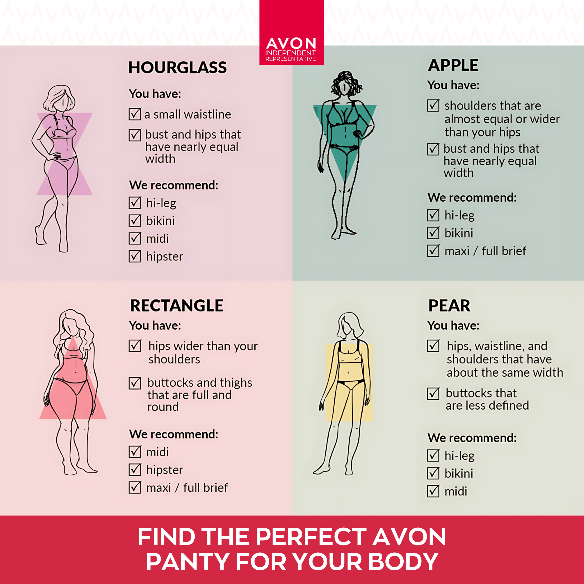 Avon Sam 8in1 Hi-leg Everyday Comfort Panty Pack (Luz, Chai, Wyn, Trix ...