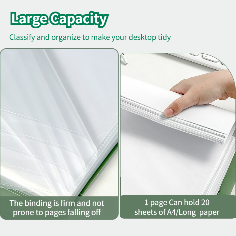 Clear Book Long Clear Folder File Organizer 30/60/80/100 Pages Document ...