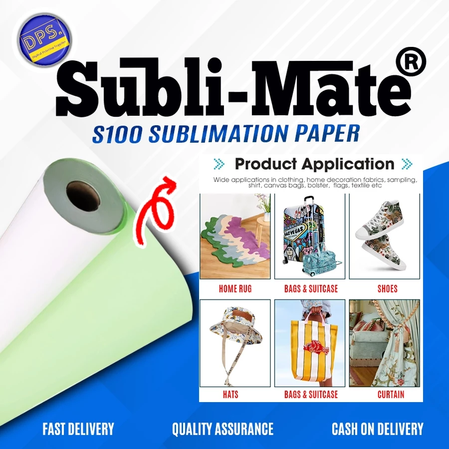DPS Subli-Mate S100 Sublimation Paper 328ft x 36, 44 and 64 Inches, Quick Dry and 100 GSM ...