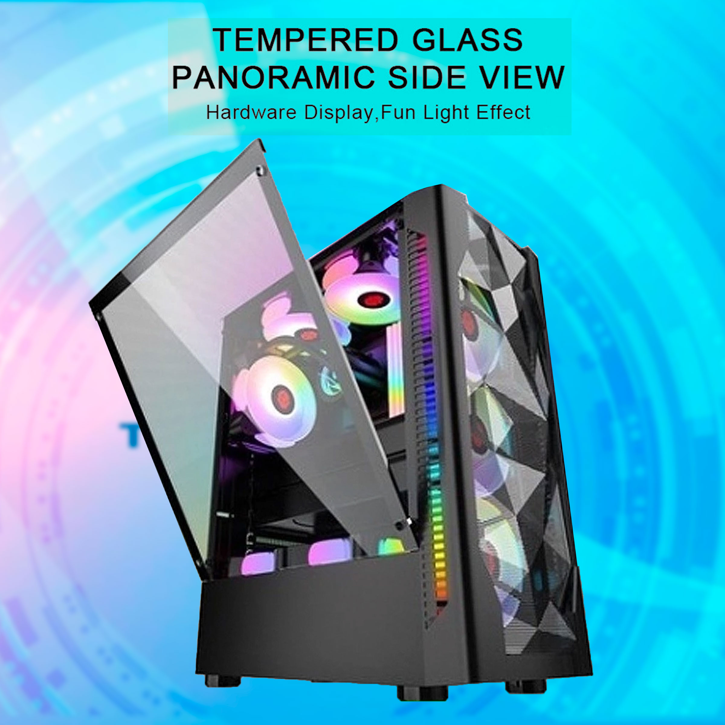 KCPH_INPLAY Pc Case with Fan Computer Gaming Desktop Matx Table ...