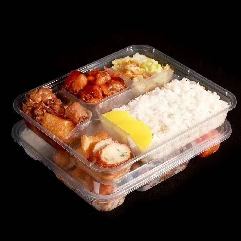 50pcs Transparent Lunch Box With Plastic Lid Disposable Takeaway ...