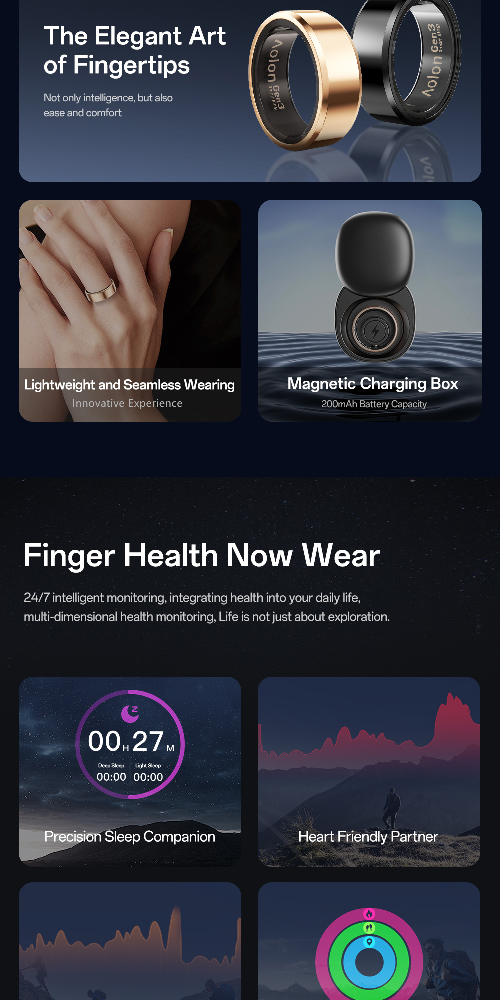 Huafit Aolon Ring Gen3 Smart Ring Swim and Diving Original Health ...